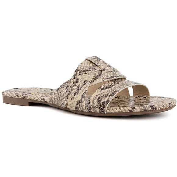 Sugar | Shoes | Sugar Womens Tan Faux Leather Open Toe Slide Sandals ...